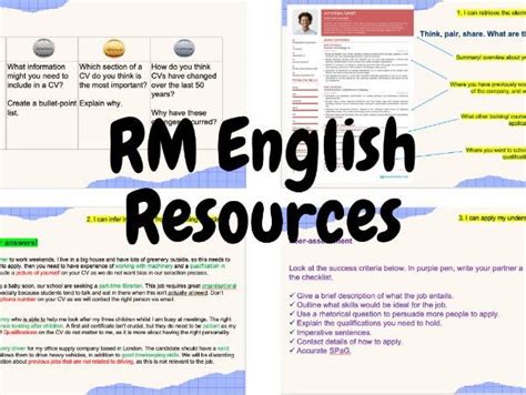 Esl Cv Writing Teaching Resources