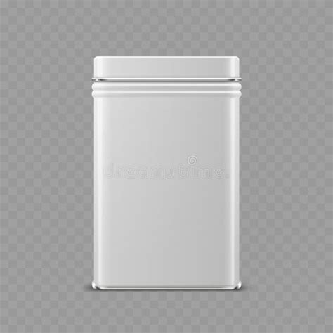 Blank White Rectangular Tin Box Mockup Food Container Vector Stock