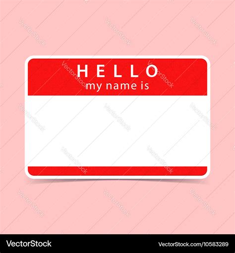 Blank Red Name Tag Sticker Hello Royalty Free Vector Image