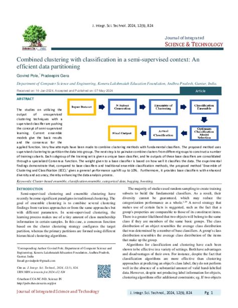 Combined Clustering With Classification In A Semi Supervised Context An Efficient Data Partitioning