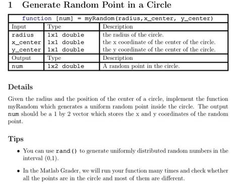 1 generate random point in a circle function [num]