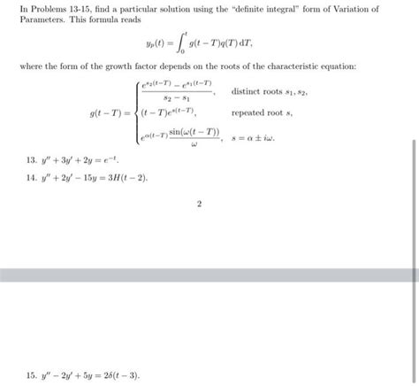 Solved In Problems 13 15 Find A Particular Solution Using
