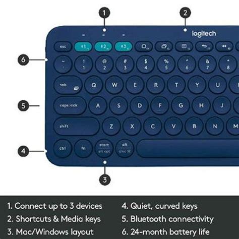 Logitech Bluetooth Multi Device Keyboard K Blue E SHOP