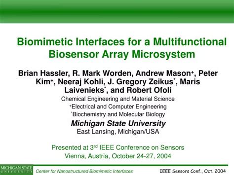 Ppt Biomimetic Interfaces For A Multifunctional B Iosensor Array Microsystem Powerpoint