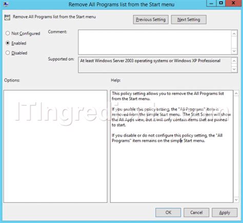 remove program from start menu using group policy