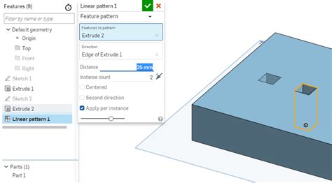 Linear Feature Pattern Of An Remove Extrude Not Working Onshape