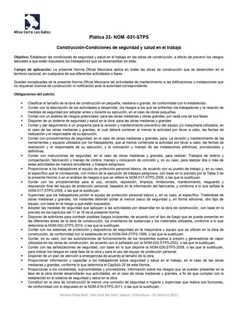 Plática 33 Nom 031 Stps Pdf