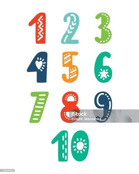 Disegno A Mano Numeri Divertenti Elementi Numerici Dei Cartoni Animati