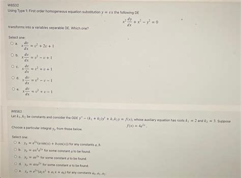 Solved W8s32 Using Type 1 First Order Homogeneous Equation