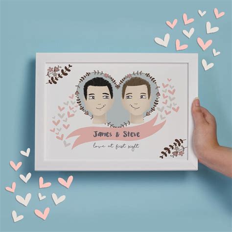 Personalised Illustrated Same Sex Couple Print For Men From 8 00