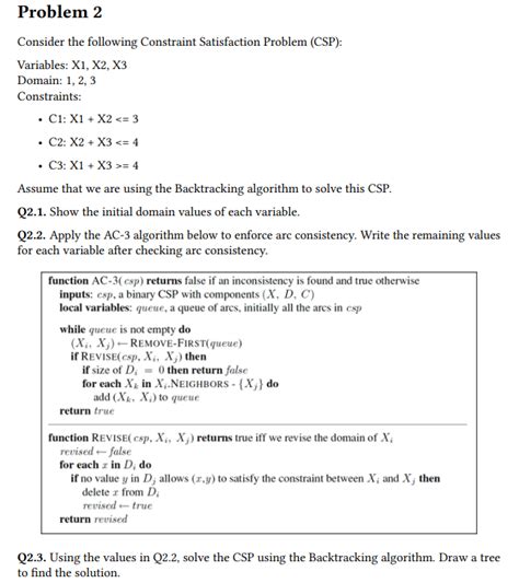 Solved Consider The Following Constraint Satisfaction