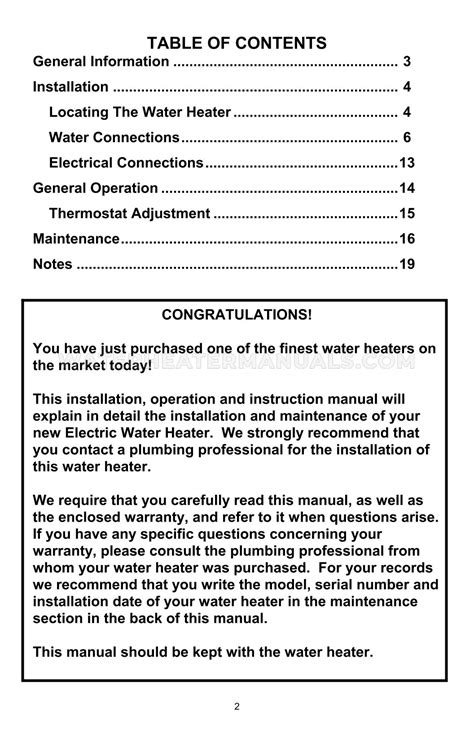 Bradford White M 2 65r6ds Water Heater Installation And Operating Instruction Manual Water