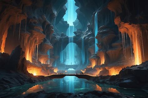 Premium Photo Technogeysers Illuminated Data Streams In Subterranean