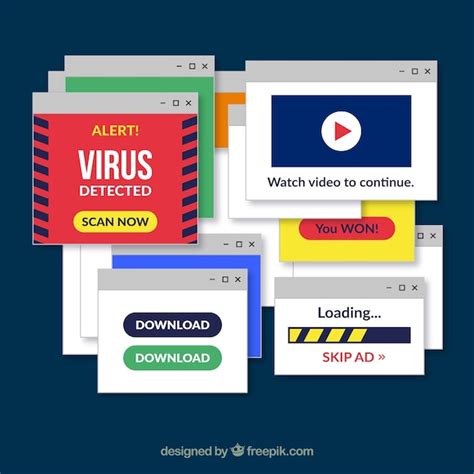 Free Vector Set Of Annoying Pop Ups With Flat Design