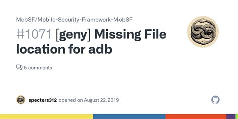 [geny] Missing File Location For Adb · Issue 1071 · Mobsf Mobile Security Framework Mobsf · Github