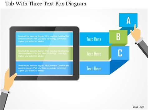 Tab With Three Text Box Diagram Powerpoint Template PPT Images