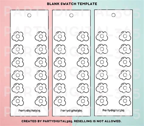 Digital Pdf Blank Swatch Template Diy Printable Color Palette Swatch