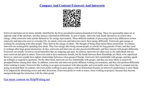 Compare And Contrast Extrovert And Introverts Ppt