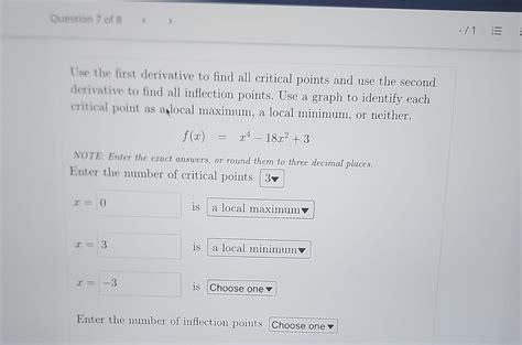 solved urrent attempt in progress use the first derivative