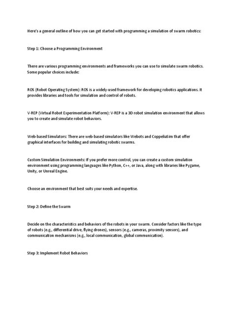 swarm robotic outline pdf simulation robotics