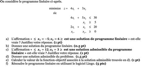 Solved Consider The Following Linear Program