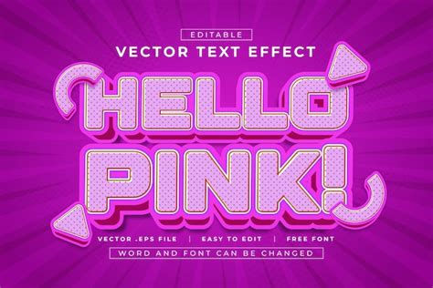 Premium Vector | Hello Pink 3D editable text effects