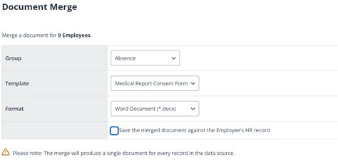 Document Merge Employee Group