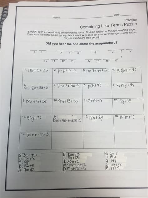 mrs white s 6th grade math blog combining like terms homework