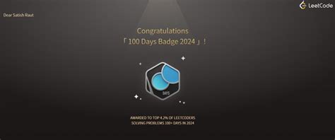 Leetcode Programming Problemsolving 100daysbadge Satish Raut