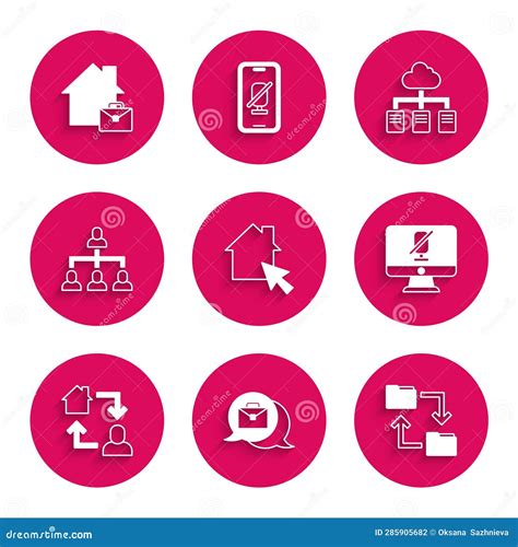 Set Online Working Cloud Storage Document Folder Mute Microphone On Computer Hierarchy