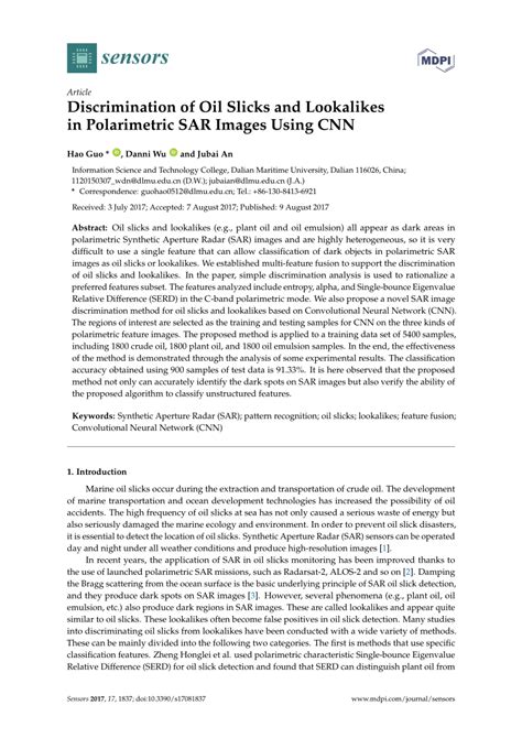 Pdf Discrimination Of Oil Slicks And Lookalikes In Polarimetric Sar