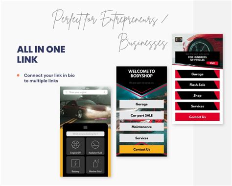 Link in Bio Template — Automotive, Canva Instagram Bio Link for Auto ...