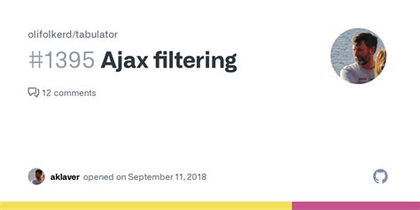 Ajax Filtering · Issue 1395 · Olifolkerdtabulator · Github