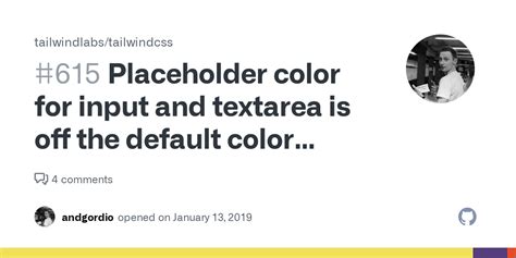 Placeholder Color For Input And Textarea Is Off The Default Color Palette · Issue 615