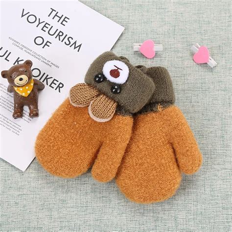 Badu Bg Детски топли ръкавици 0 3 години Сладко анимационно мече Бебе момчета Момичета Ръкавици