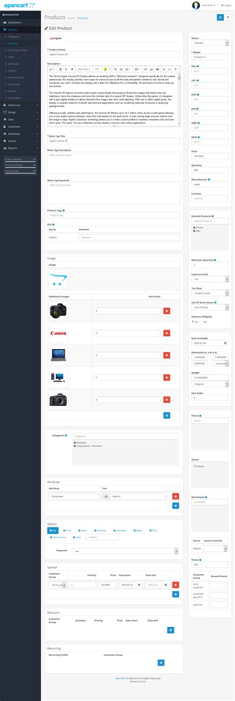 Opencart Opencart Smart Product Form Addedit Form