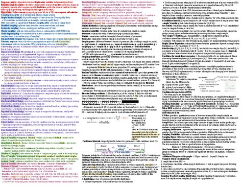 Stats 2244 Final Cheat Sheet Response Variable Dependent Outcome