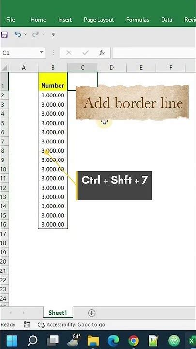 add border line in excel excel microsoftexcel exceltips exceltricks shorts youtube