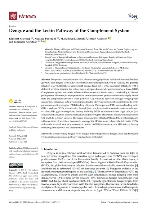 Dengue And The Lectin Pathway Of The Complement System Docslib