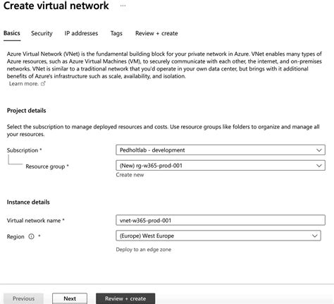 how to create and connect a virtual network in azure for windows 365