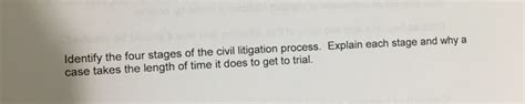 Solved Identify The Four Stages Of The Civil Litigation