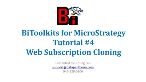 bitoolkits for microstrategy tutorial 4 web subscription cloning
