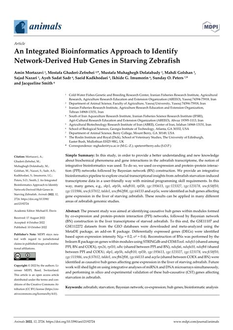 Pdf An Integrated Bioinformatics Approach To Identify Network Derived Hub Genes In Starving