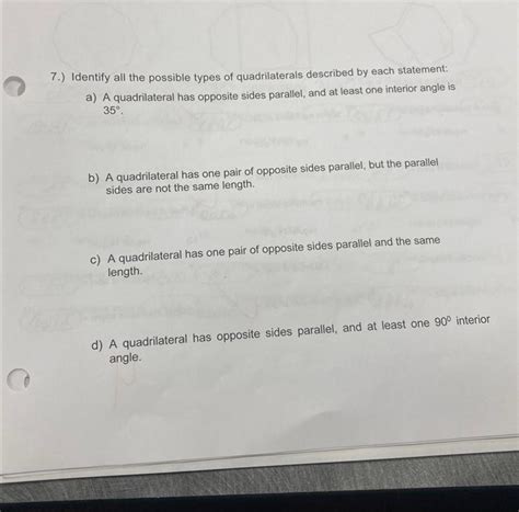 Solved B A Quadrilateral Has One Pair Of Opposite Sides