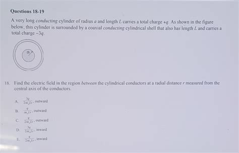 Solved A Very Long Conducting Cylinder Of Radius A And