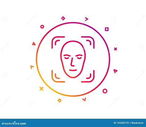 Face Detection Line Icon Head Recognition Sign Vector Stock Vector