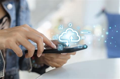 Premium Photo Concept Of Data Cloud Computing Woman Touches Screen To Target Customer Analysis