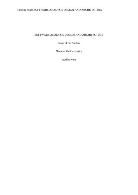 Software Analysis Design And Architecture Desklib