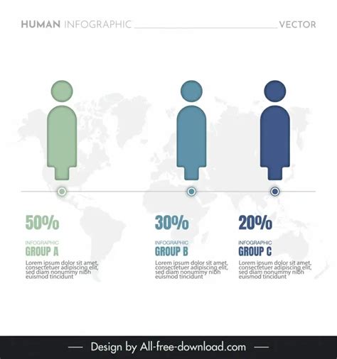 Human Infographic Template Flat People Icon World Map Blurry Vectors