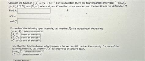 Solved Consider The Function F X 7x 6x−1 For This Function